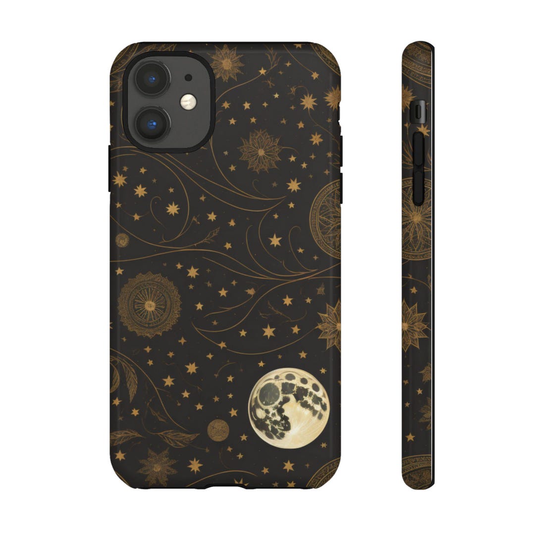 Moon & Stars Phone Case, Celestial Pattern, Protective Dual Layer - Etsy