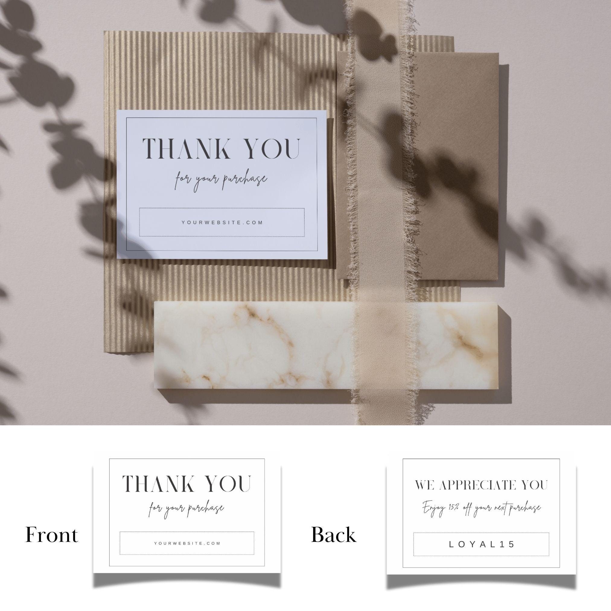 Printable Business Thank You Card, Discount Promo Code Insert, Custom ...