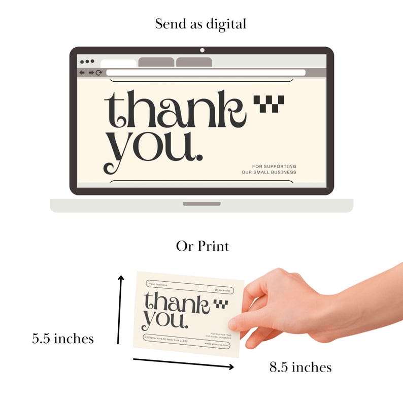 Printable Business Thank You Card, Discount Promo Code Insert, Custom ...
