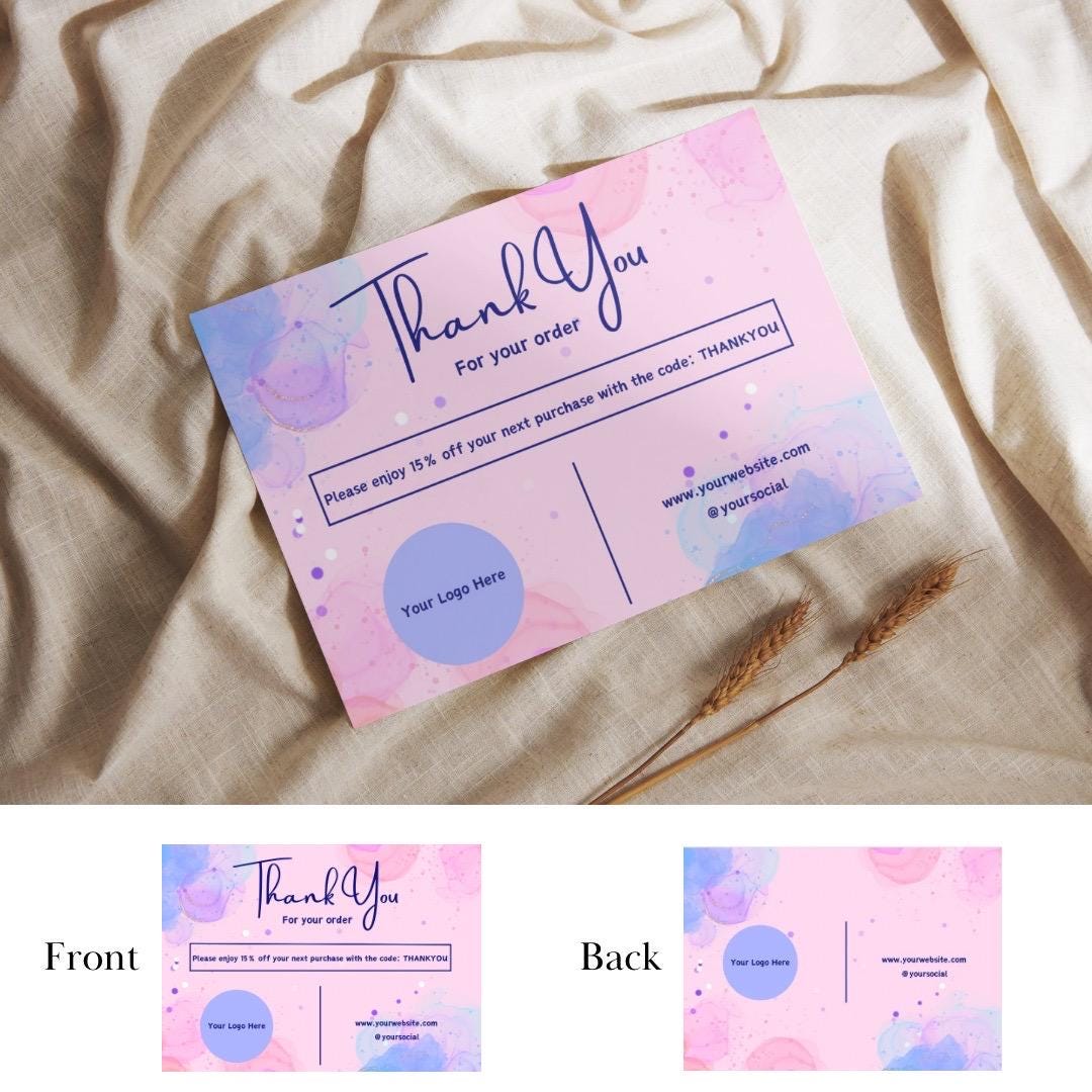 Custom Business Thank You Card, Discount Promo Code Insert, Printable ...