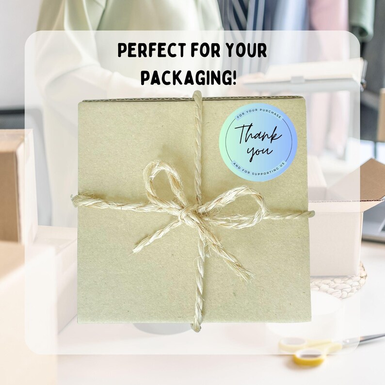 Round Thank You Sticker, Small Business Label, Printable Thank You Tag ...