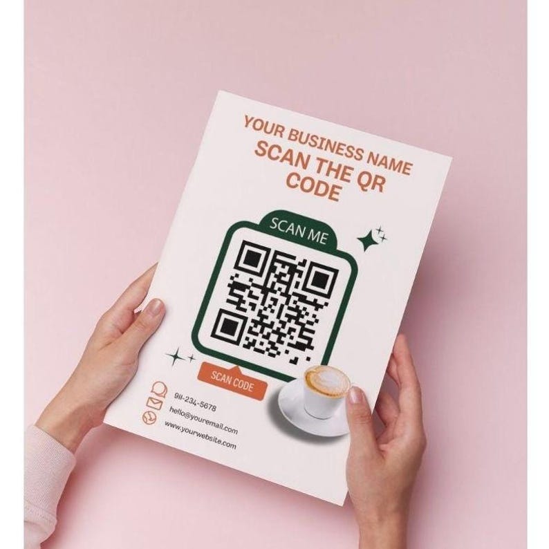 Coffee Shop QR Code Sign, Scan to Pay Printable, Small Business Payment ...