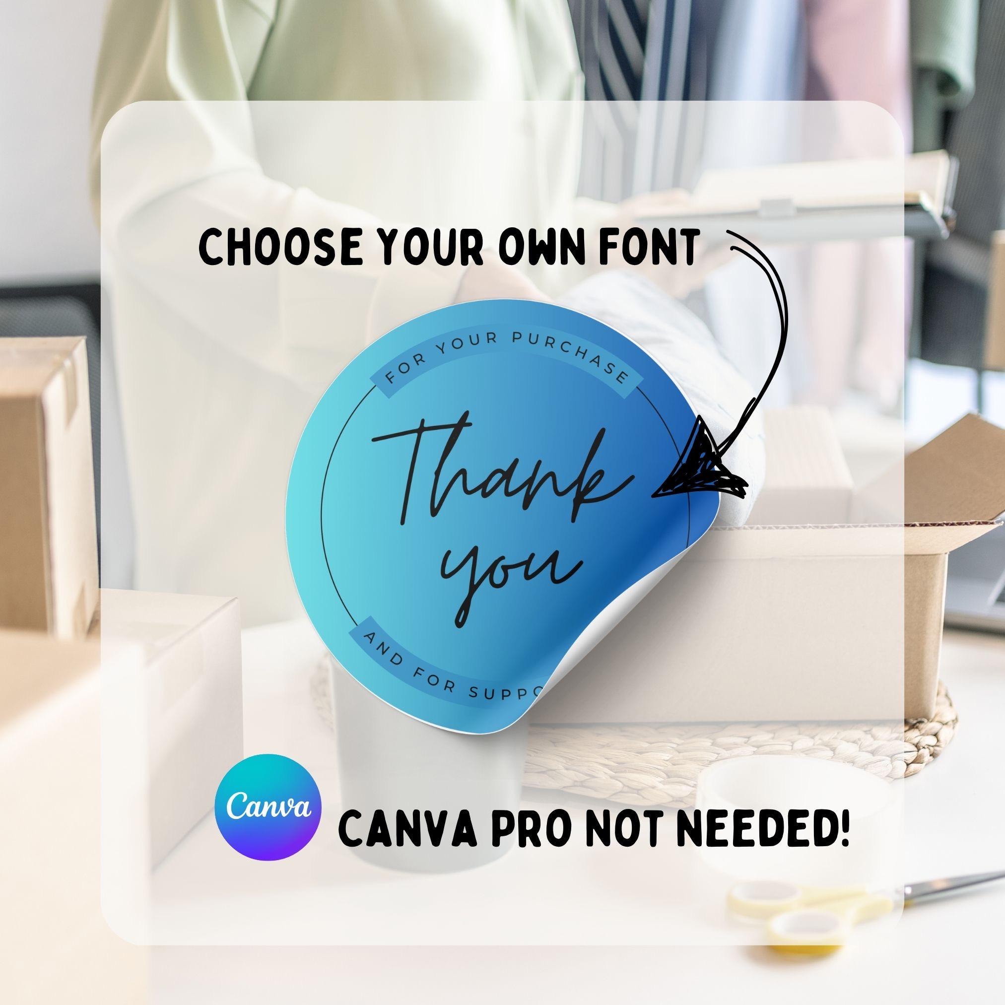 Round Thank You Sticker, Small Business Label, Printable Thank You Tag ...