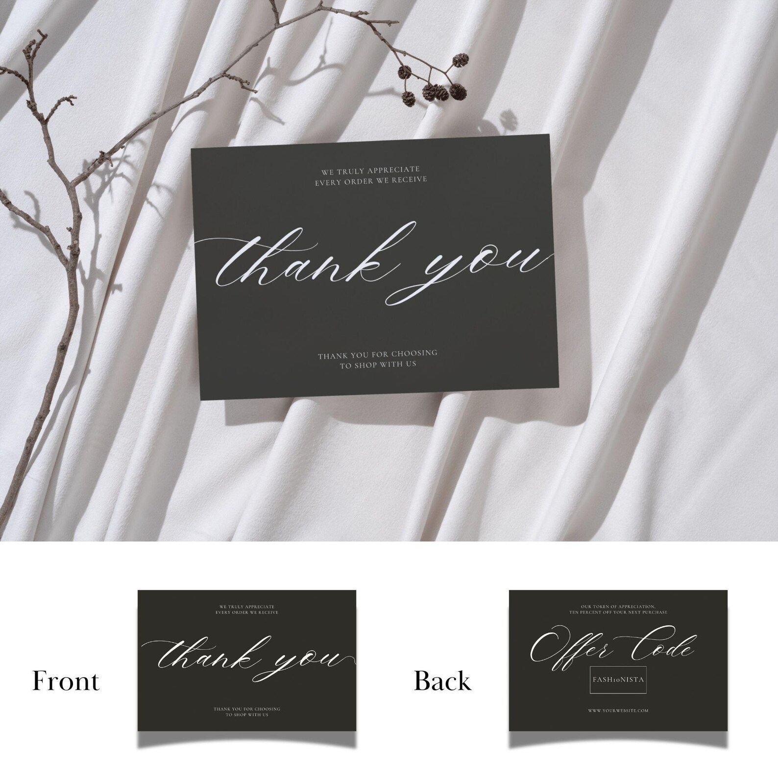 Printable Business Thank You Card, Discount Promo Code Insert, Custom ...