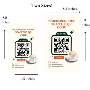 Coffee Shop QR Code Sign, Scan to Pay Printable, Small Business Payment ...