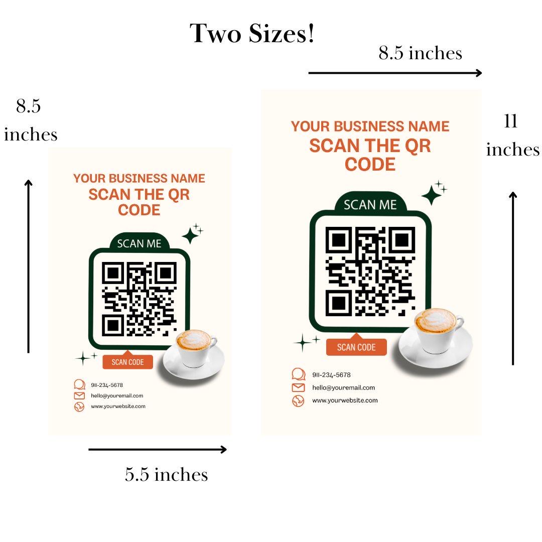Coffee Shop QR Code Sign, Scan to Pay Printable, Small Business Payment ...