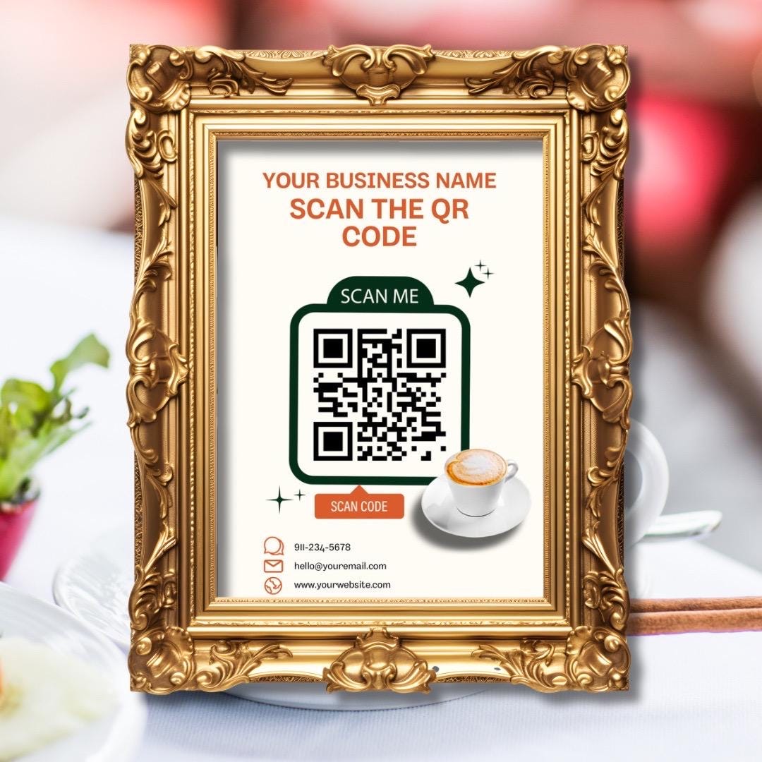 Coffee Shop QR Code Sign, Scan to Pay Printable, Small Business Payment ...