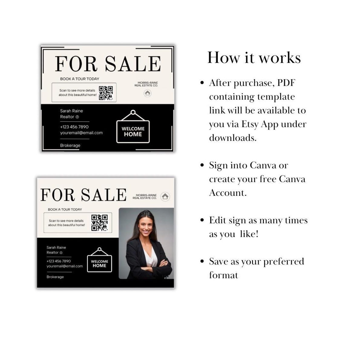 Modern Realtor for Sale Sign Template, Editable Real Estate Sign ...