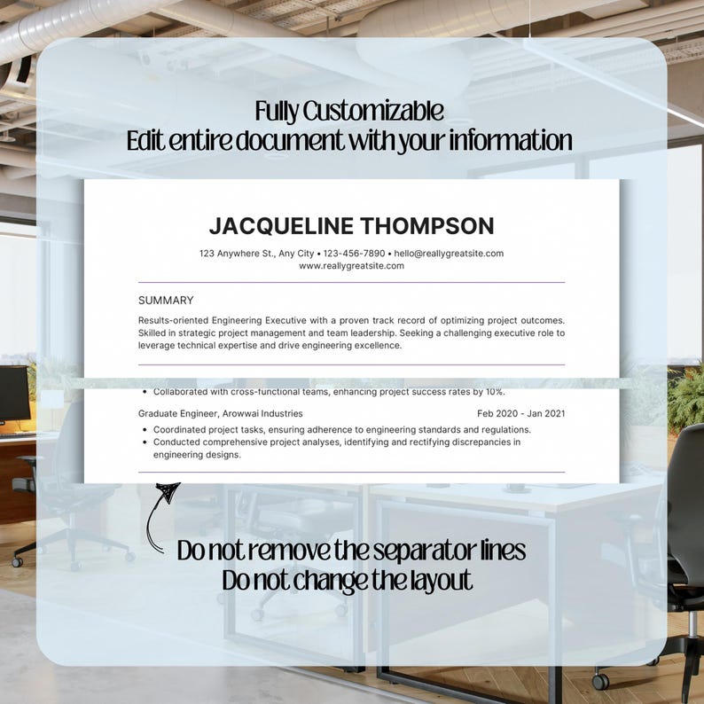 ATS Friendly Resume Template Digital Download | Professional Keyword ...
