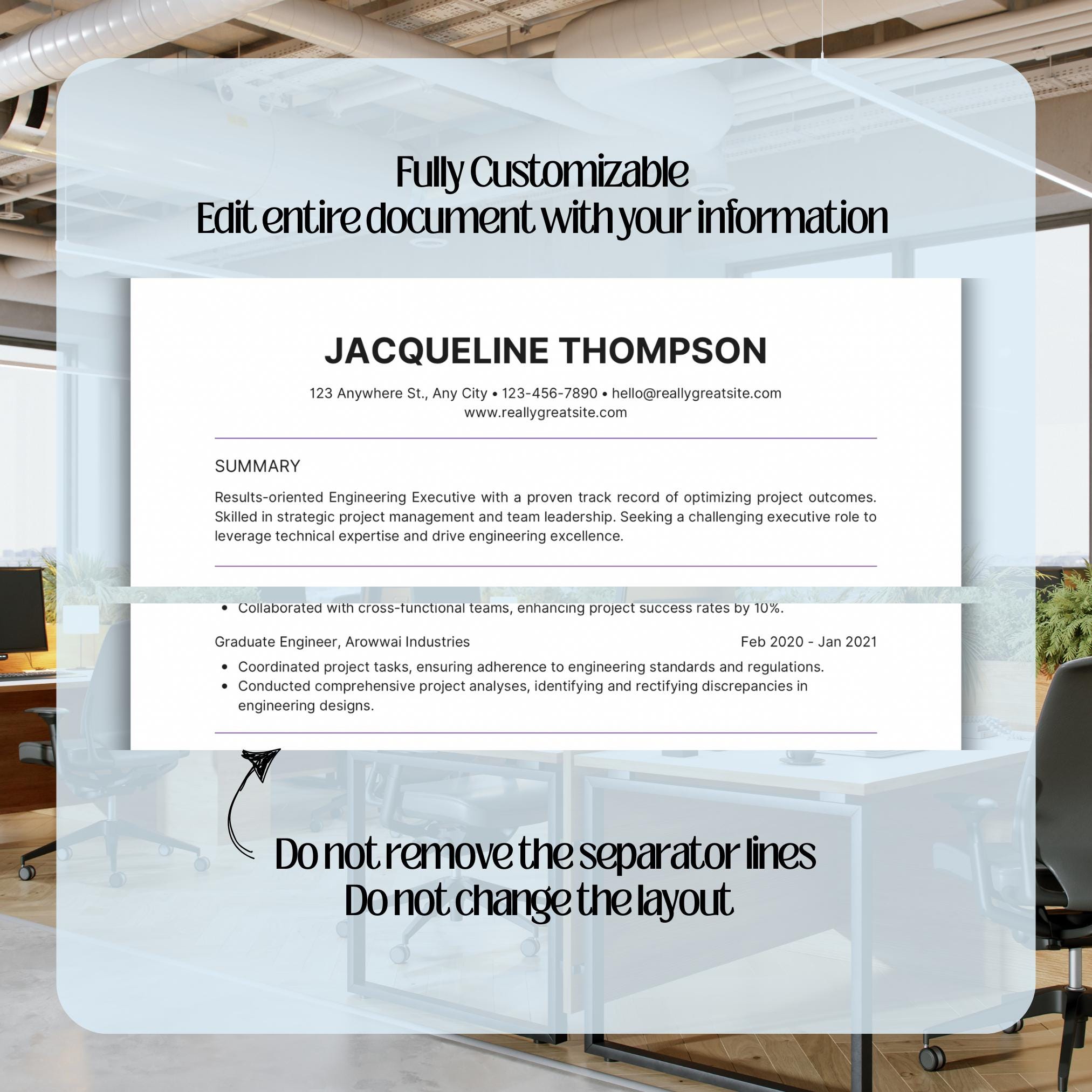 ATS Friendly Resume Template Digital Download | Professional Keyword ...