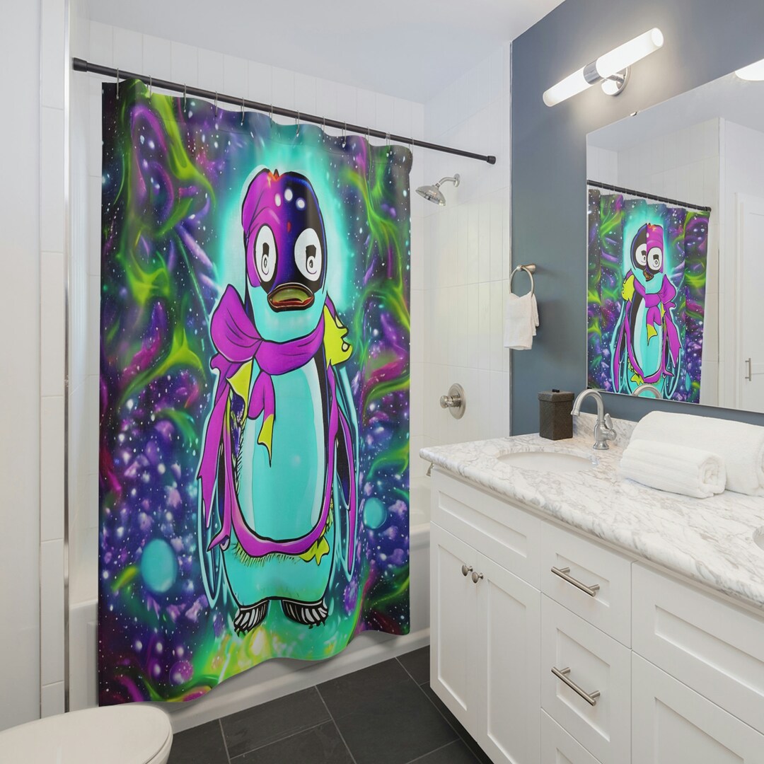 Trippy Psychedelic Penguin Shower Curtain - Etsy