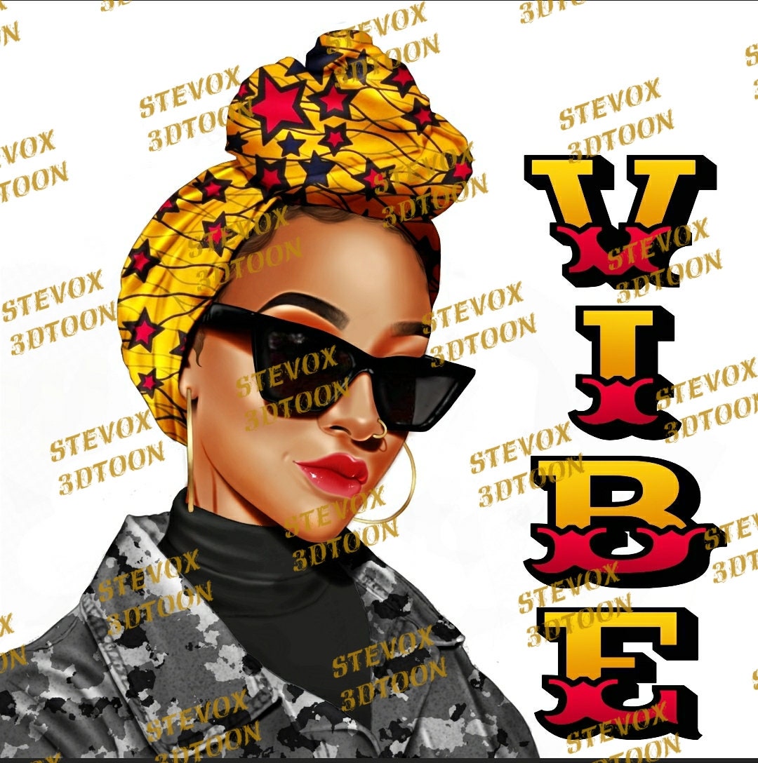 VIBE Afro American Woman Camo Png Camouflag Sublimation Design, Black ...