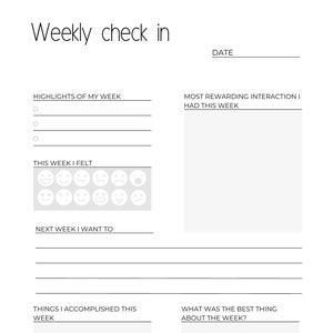 Weekly Check-in Journal. Digital Journals, Printable Journals, Goal ...