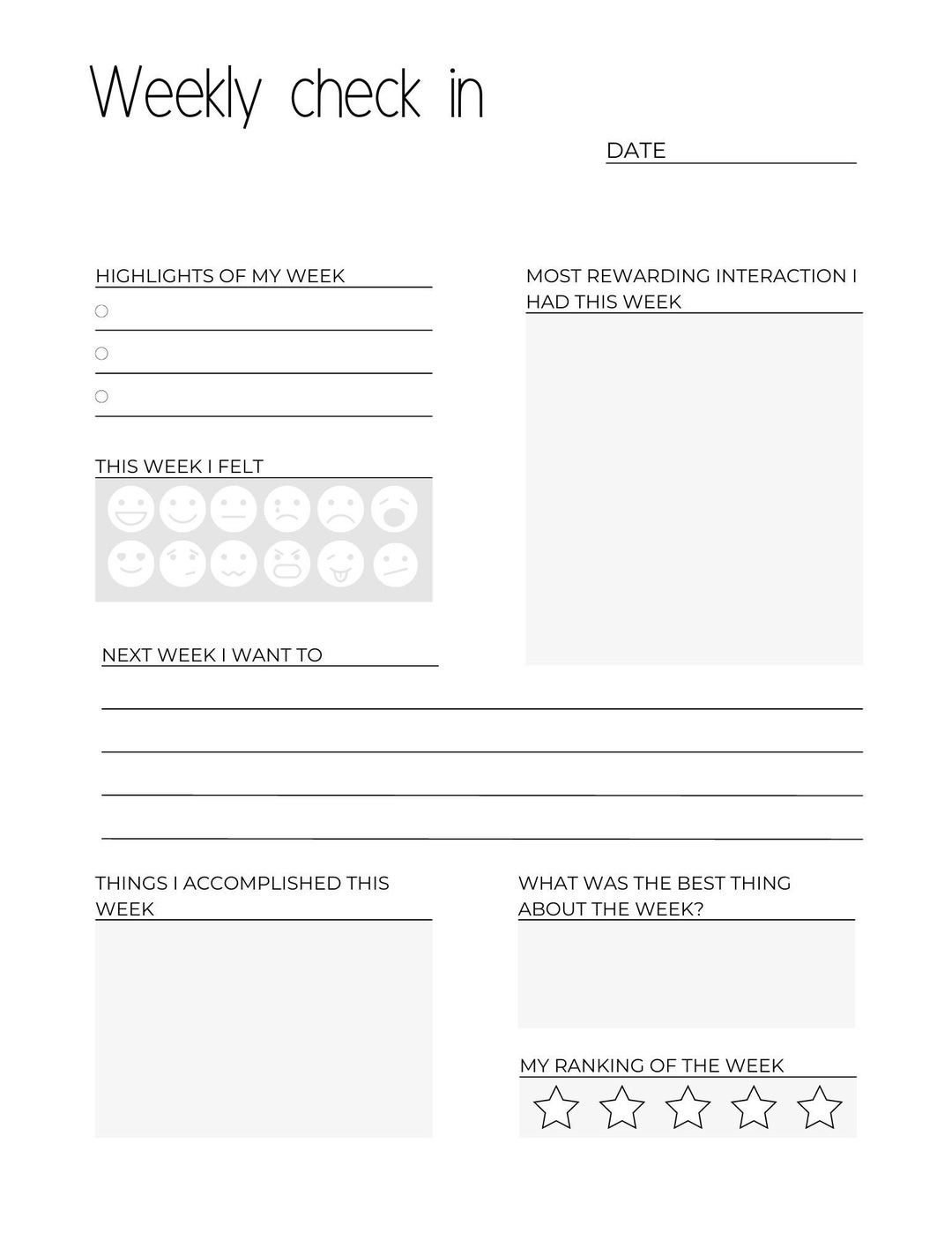 Weekly Check-in Journal. Digital Journals, Printable Journals, Goal ...