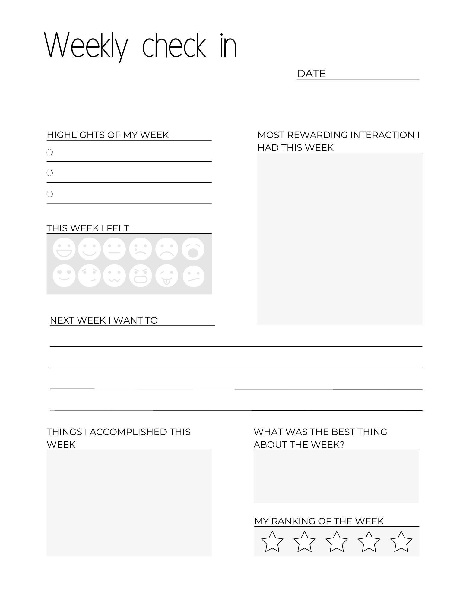 Weekly Check-in Journal. Digital Journals, Printable Journals, Goal ...