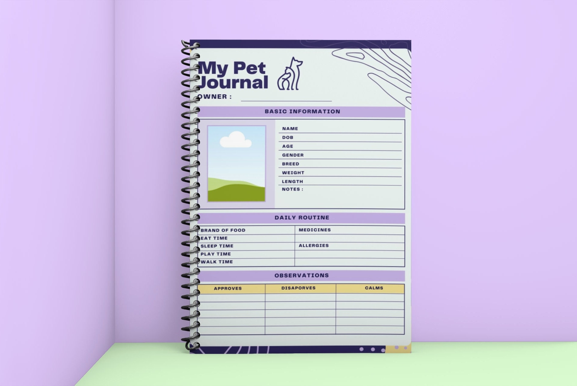 Daily Pet Journal, Pet Health, Printable Pet Journal, Pet Diary - Etsy