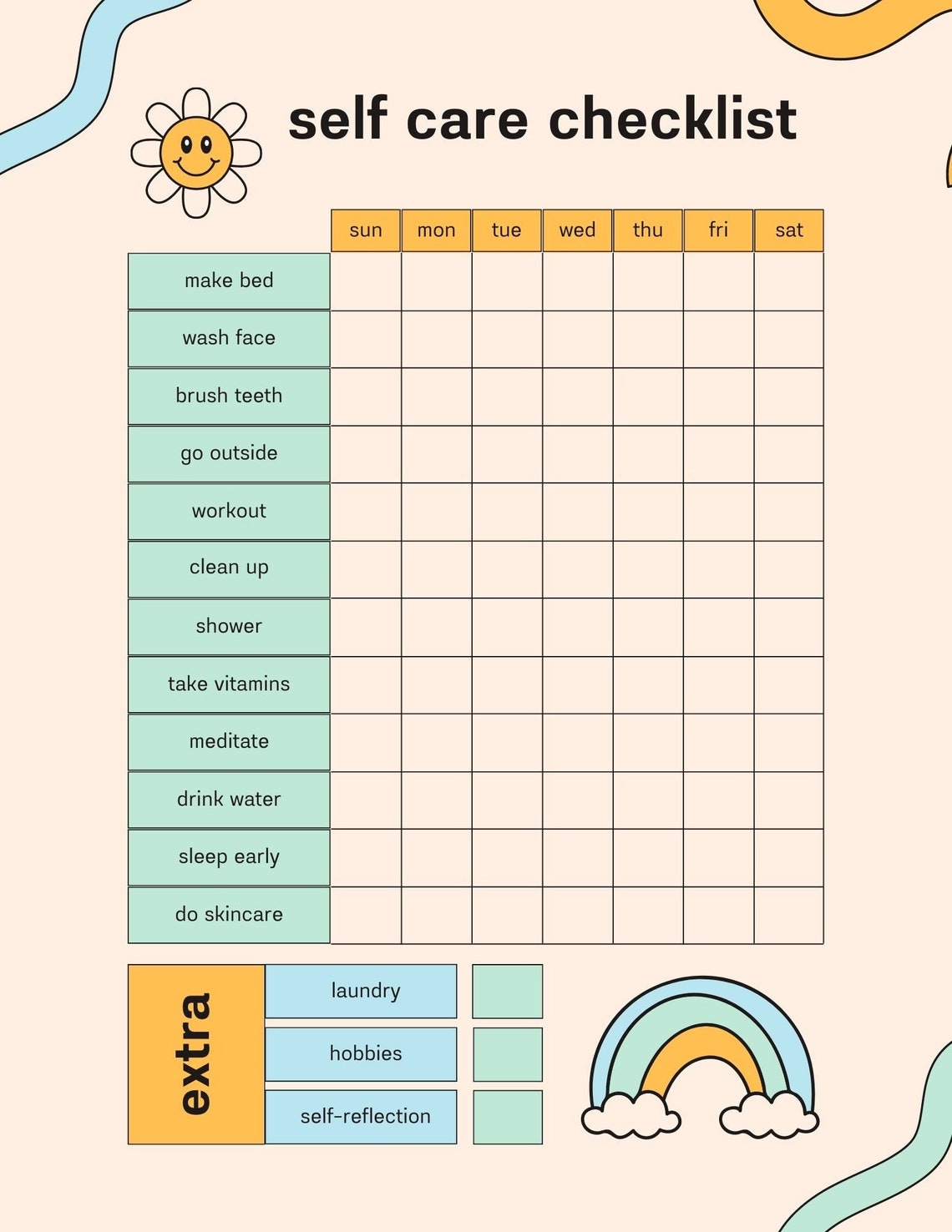 Self-care Checklist, Digital Download, Printable Journal - Etsy