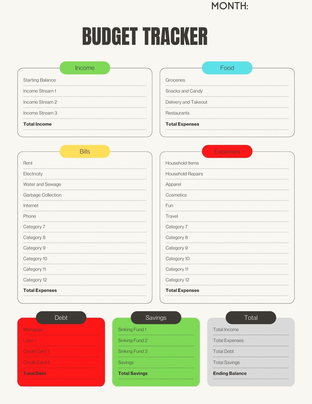 Budget Journal, Monthly Budget, Budget Tracker, Finance Tracker ...