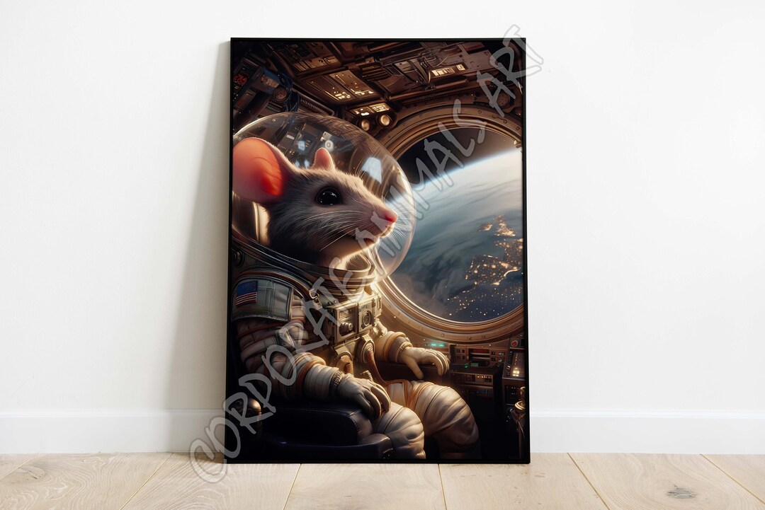 Poster of Cute Astronaut Mouse Inside a Spaceship High Quality Animal ...