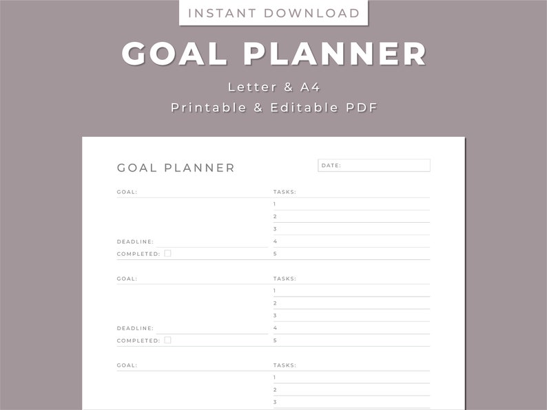 Goal Planner Printable, Goal Setting, Goal Defining, Goal Planning ...