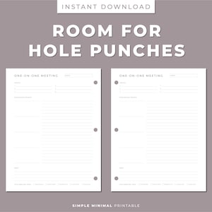 One-on-one Meeting Notes Printable: Agenda and Minutes (letter/a4 ...