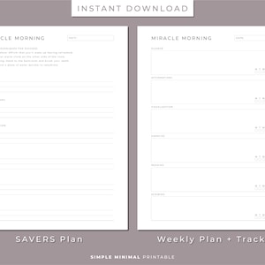 Miracle Morning Printable, Planner and Habit Tracker, Morning Routine ...
