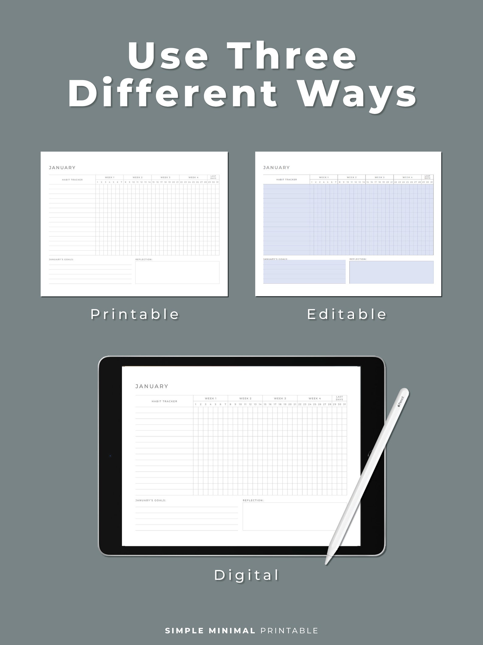 Monthly Dated Habit Tracker 31 Day Habit Tracker Template - Etsy