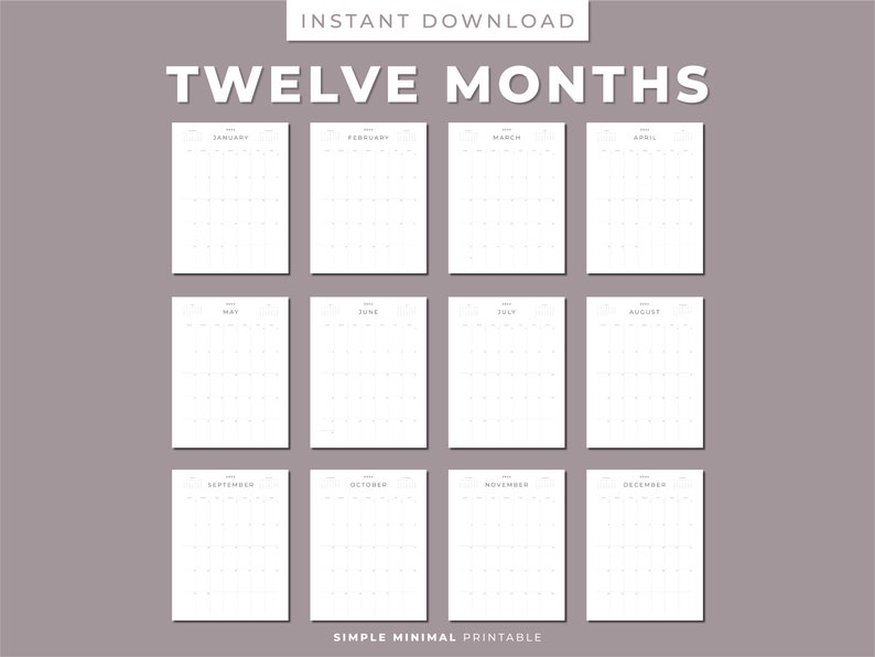 2024 Monthly Printable Calendars, Includes Yearly Calendars, Minimalist ...