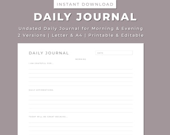 Daily Planner, Printable, Morning Intentions, Evening Reflections, to ...