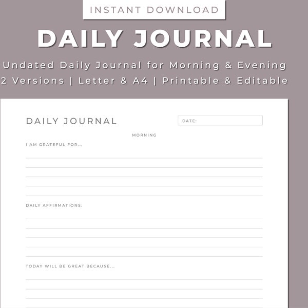 Daily Journal Printable - Etsy