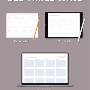 Yearly Overview Printable Planner, Year-at-a-glance, Annual Perpetual ...