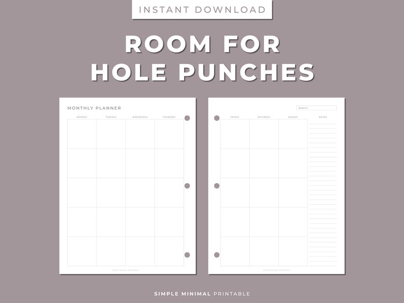 Monthly Undated Planner 2-page Printable, Monthly Calendar, 4 Versions ...