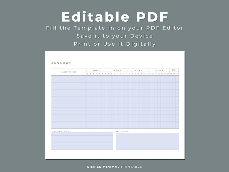 Monthly Dated Habit Tracker 31 Day Habit Tracker Template - Etsy