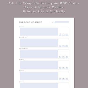 Miracle Morning Printable, Planner and Habit Tracker, Morning Routine ...