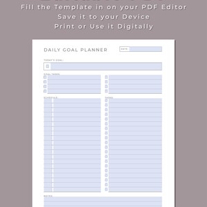 Daily Goal Planner: Printable, Editable, Undated (letter/a4 PDF) - Etsy