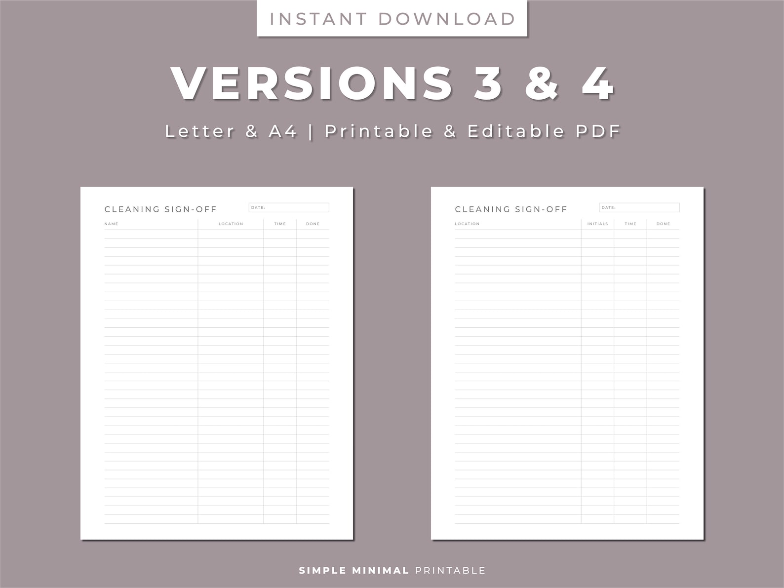 Cleaning Sign-off Checklist: Minimalist Printable (letter/a4 PDF) - Etsy