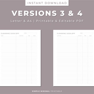 Cleaning Sign-off Checklist: Minimalist Printable (letter/a4 PDF) - Etsy