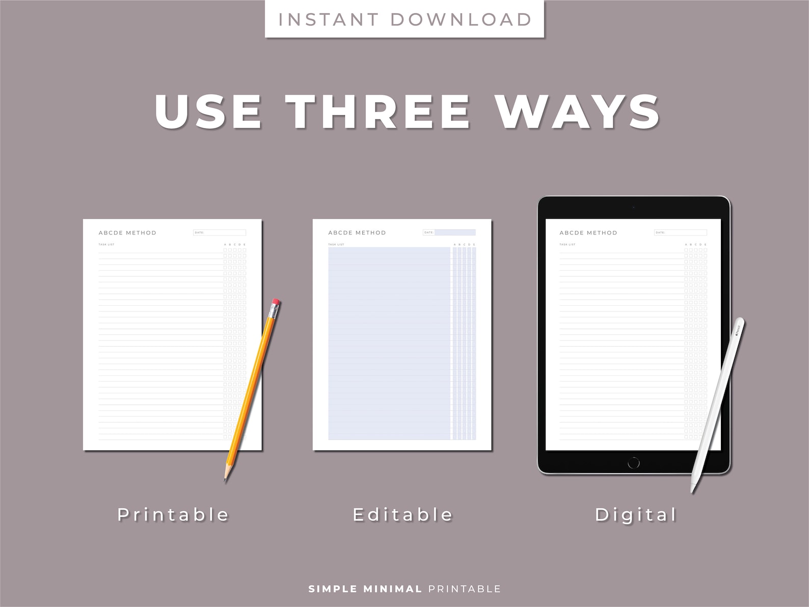 ABCDE Method Productivity Printable: Task List (letter/a4 PDF) - Etsy
