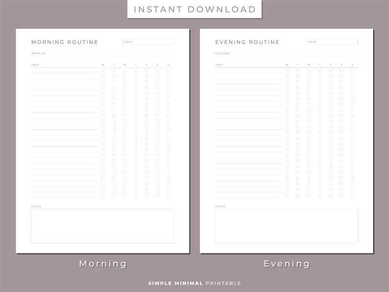 Morning & Evening Routine Printable, Planner and Habit Tracker, Morning ...