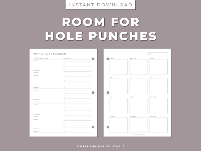 Yearly Top 5 Goal Planner Printable, 2-page, Goal Setting, Goal ...