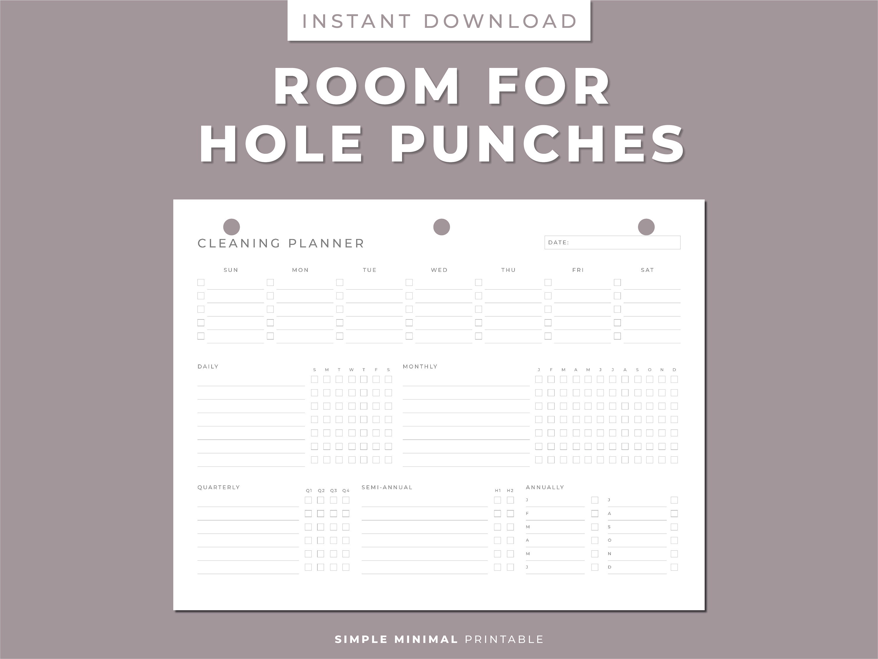 Cleaning Planner Printable, Daily Weekly Monthly Quarterly Semi-annual ...