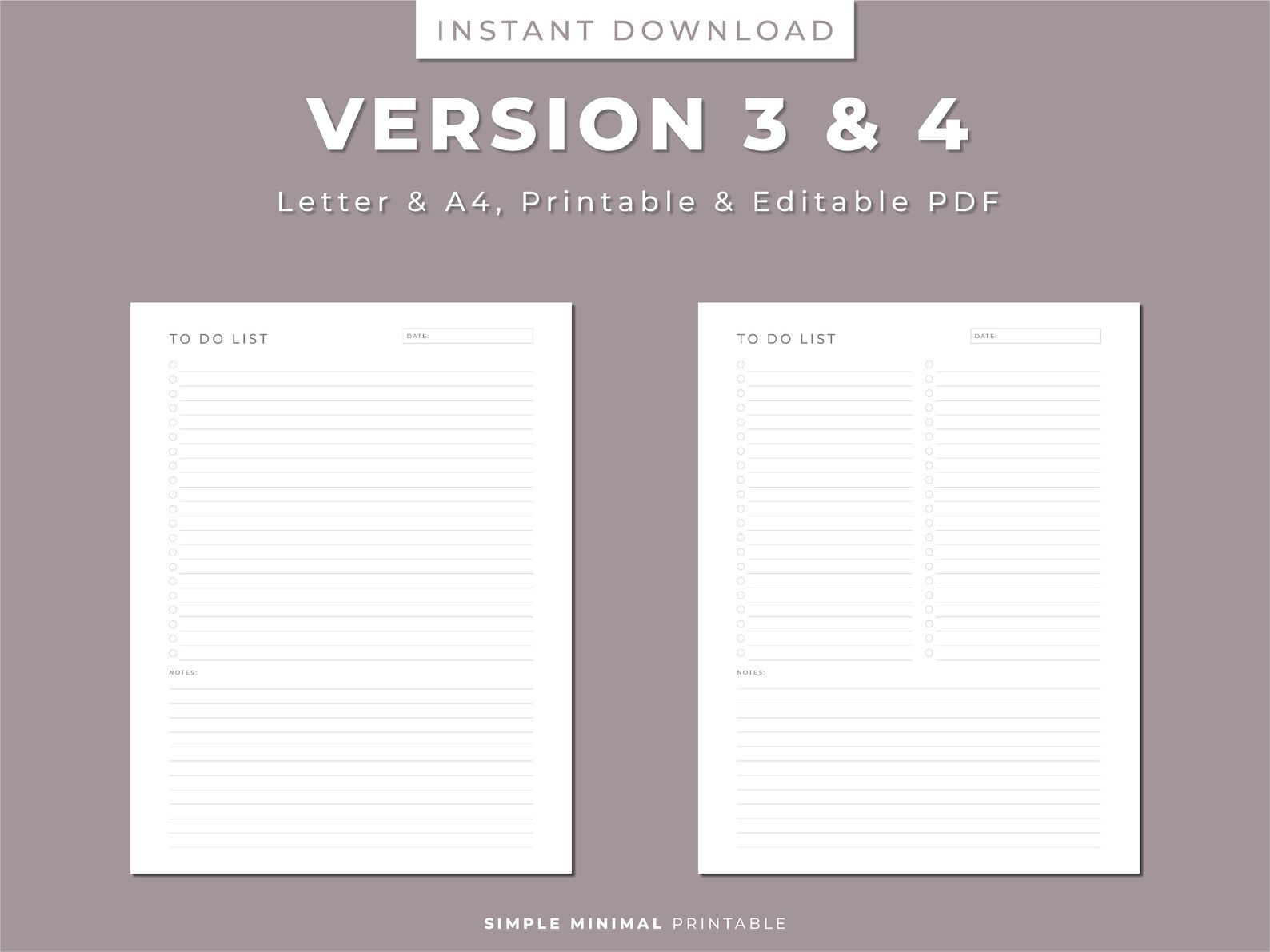 To Do List Printable, 4 Versions, Simple Task List Templates ...