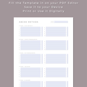 ABCDE Method Productivity Printable: Task List (letter/a4 PDF) - Etsy