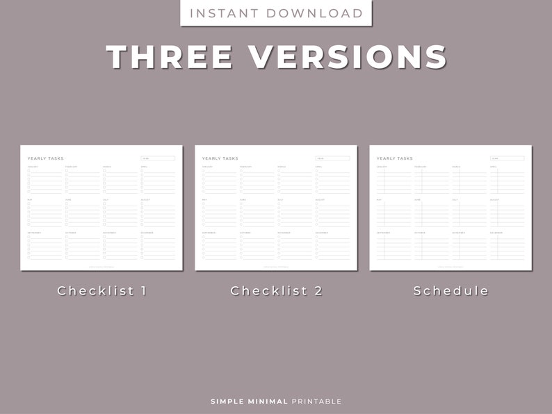 Yearly Task Planner Printable: A4 & Letter Size (instant Download PDF) - Etsy