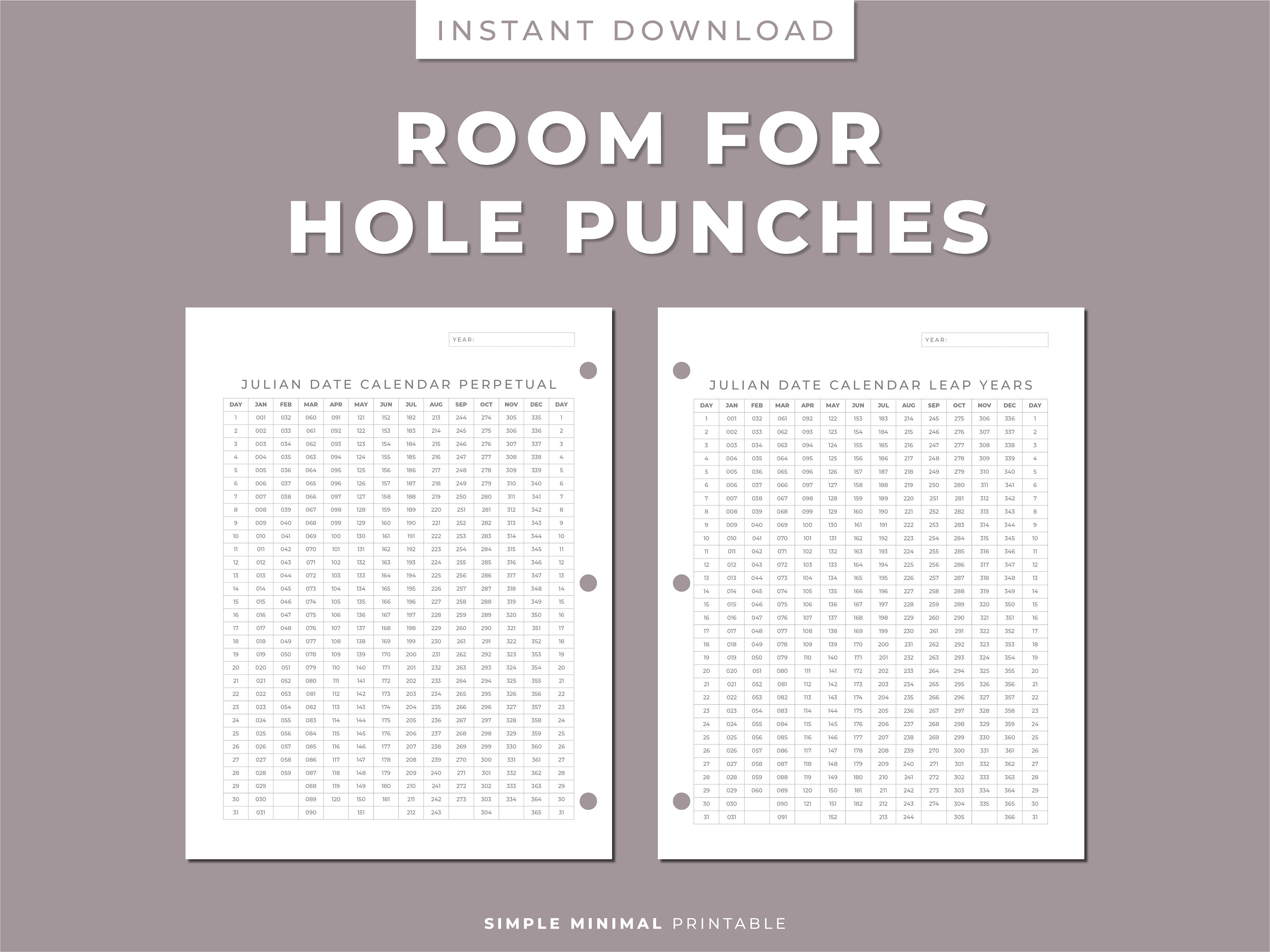 Julian Date Calendar: Perpetual & Leap Year Planner (printable PDF) - Etsy