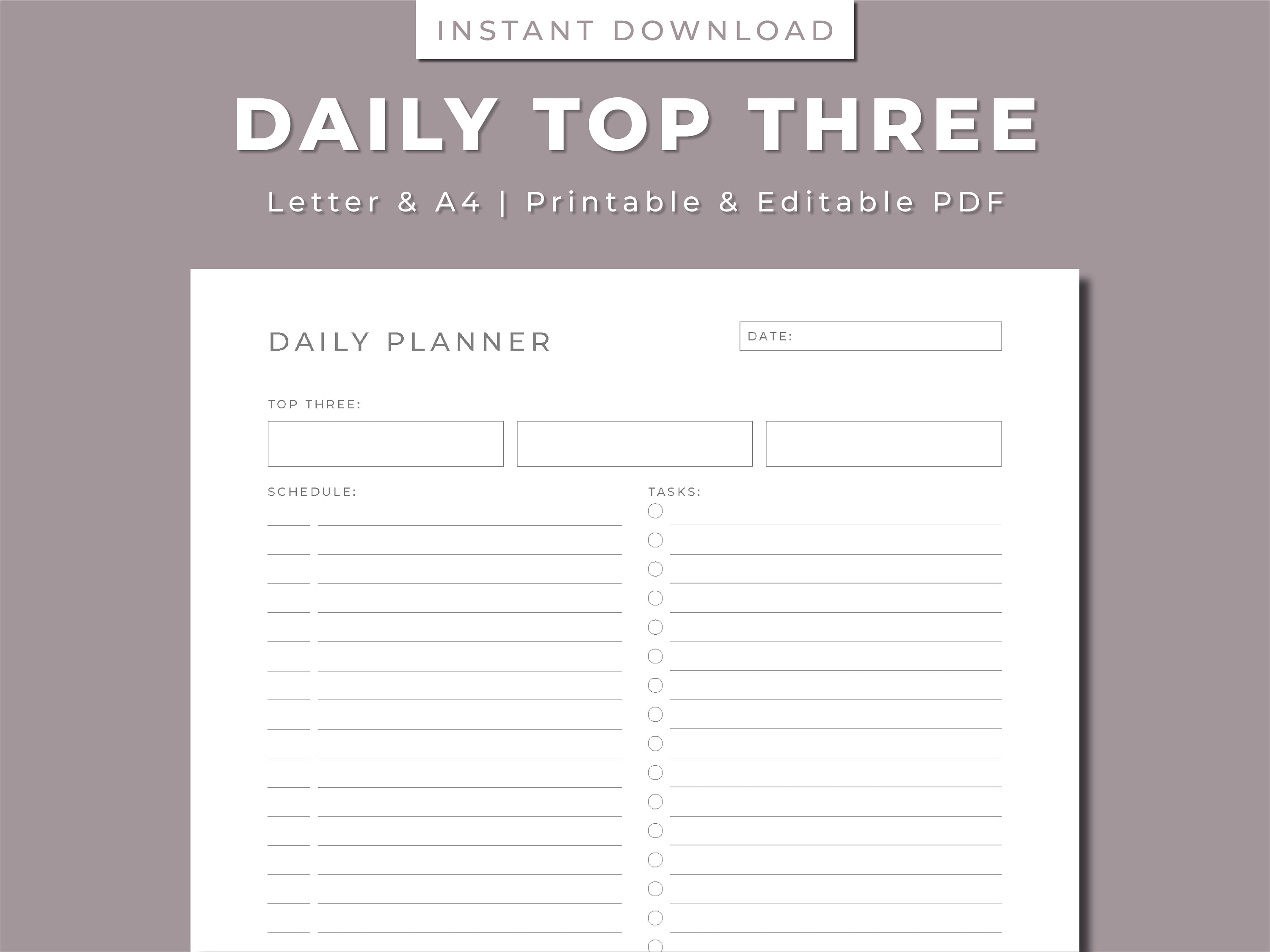 Daily Priority Planner: Printable To-do List, Letter/a4 (digital ...