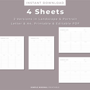Running To-do Lists Printable: Simple Task Planner (PDF) - Etsy