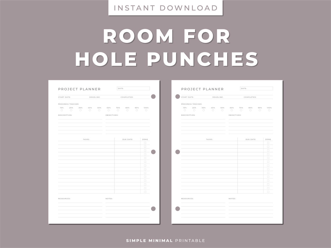 Project Planner Printable, Objects, Tasks, Resource Planner, Business ...