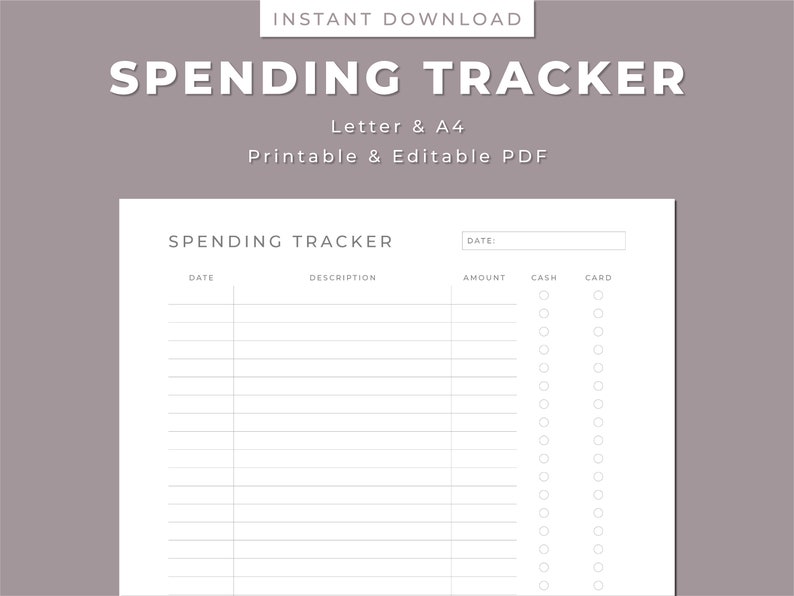 Spending Tracker Printable, Financial Planner, Expense Tracker, Budget ...
