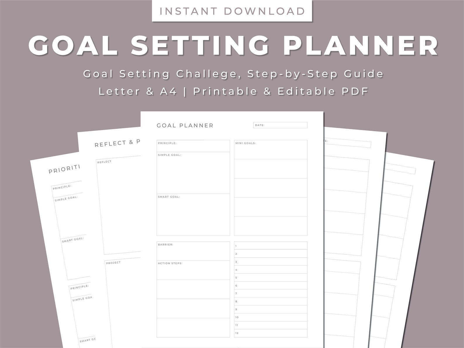 Goal Setting Printable Planner, Goal Setting Challenge, Goal Defining ...